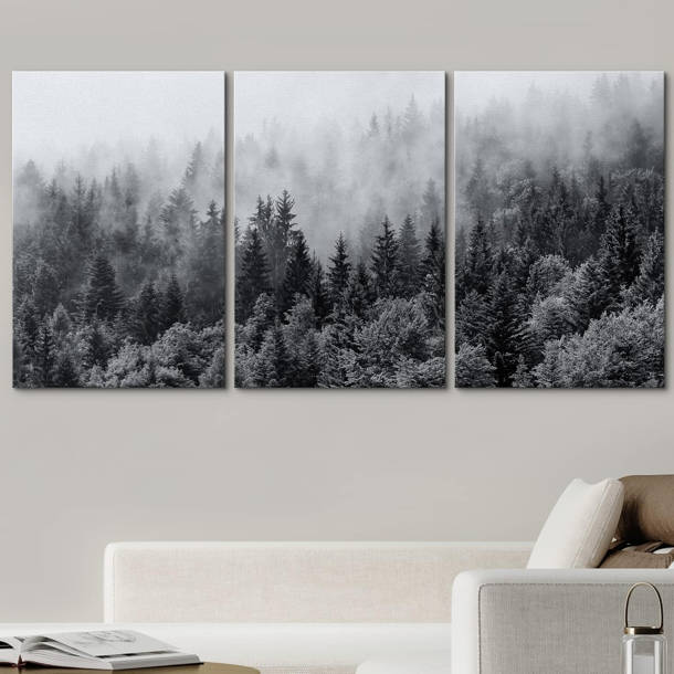 IDEA4WALL Canvas Print Wall Art Set Arctic Winter Mountain Range Forest Nature Wilderness ...
